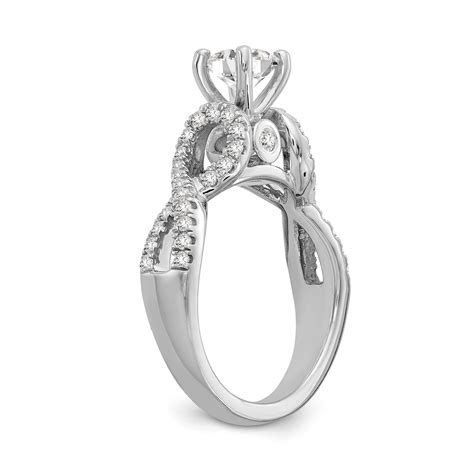 14k White Gold Peg Set Simulated Diamond Infinity Engagement Ring