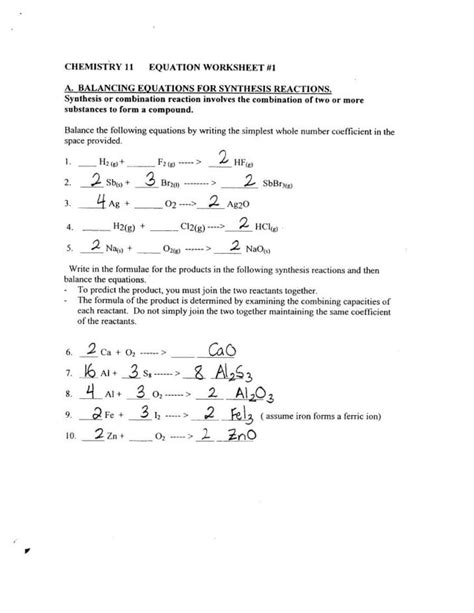 Predicting Products Worksheet Answer Key Db Excel Com