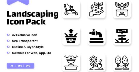 Landscaping Icon Pack Icons Ft Landscaping And Plant Envato