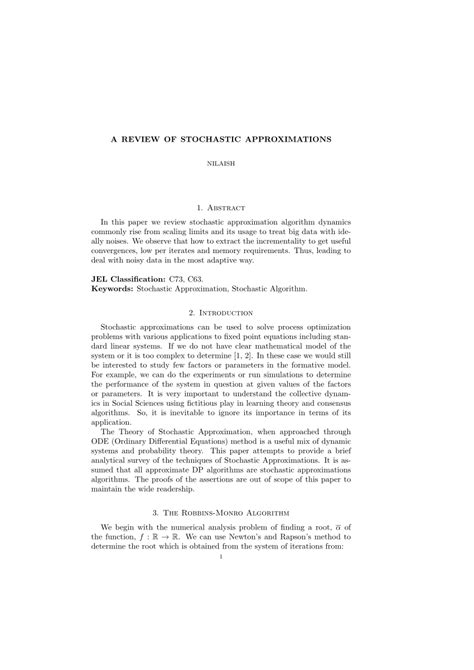 Pdf A Review Of Stochastic Approximation