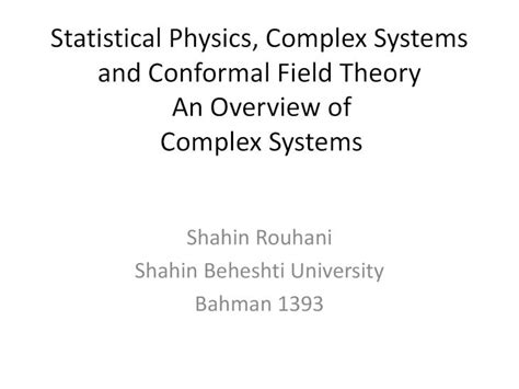 Pdf Statistical Physics Complex Systems And Conformal Field Of