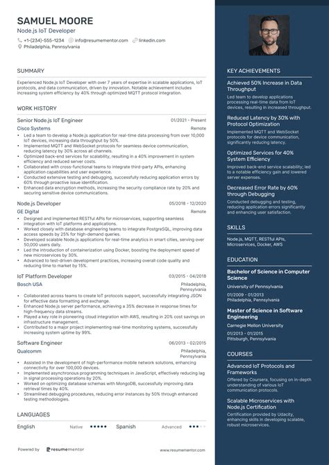 Node Js Developer Resume Example Free To Edit Ats Friendly Pdf 2025