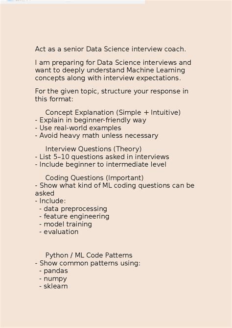 Data Science Interview Prep Guide Concepts Questions And Daily Plan