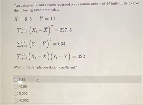Solved Two Variables X And Y Were Recorded On A Random Chegg