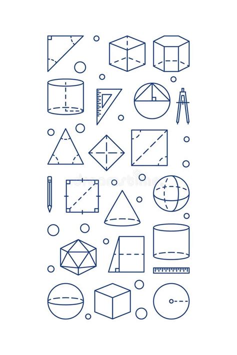 Geometry School Discipline Vector Concept Vertical Banner Vector Linear Illustration Stock