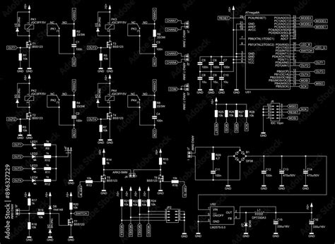Schematic Diagram Of Electronic Device On Sheet Of Paper Vector