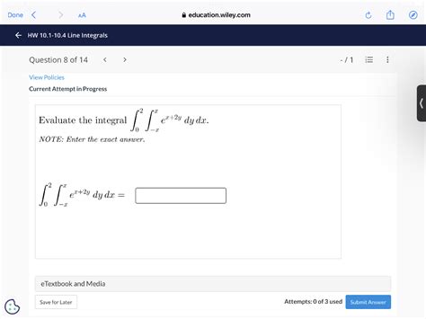Solved Evaluate The Integral Xxex Ydydx NOTE Enter Chegg Com