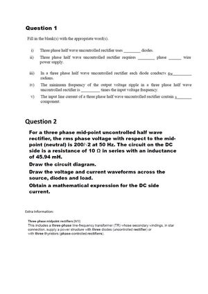 Power Electronics Exam Question Faculty Of Environment And Technology Academic Year