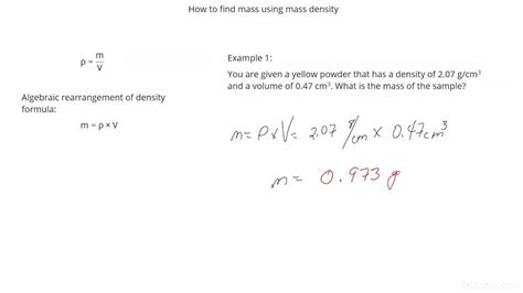 how to find mass using mass density chemistry