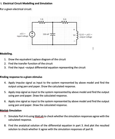 solved 1 electrical circuit modelling and simulation for a