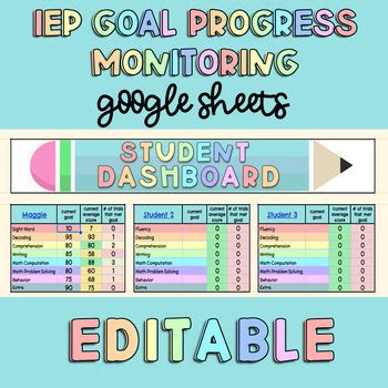 Google Sheets Progress Monitoring Data Collection By Learning Support Life