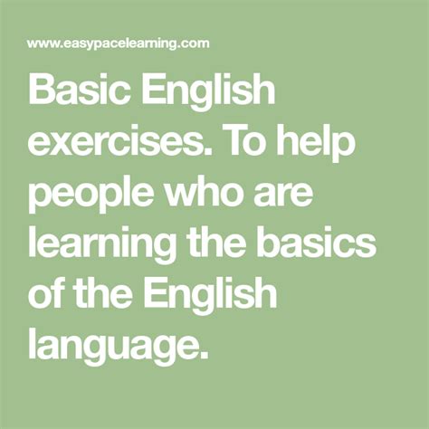 Basic English Exercises To Help People Who Are Learning The Basics Of