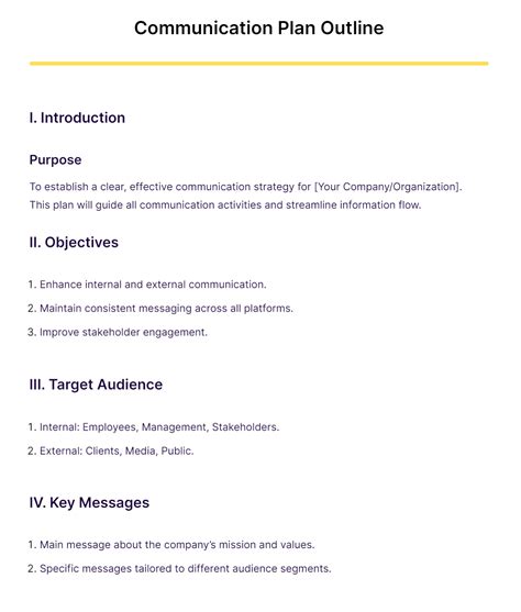 Communication Plan Outline Examples