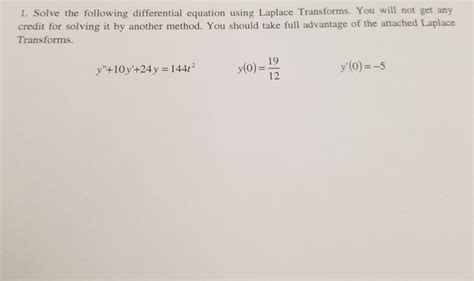 solved 1 solve the following differential equation using