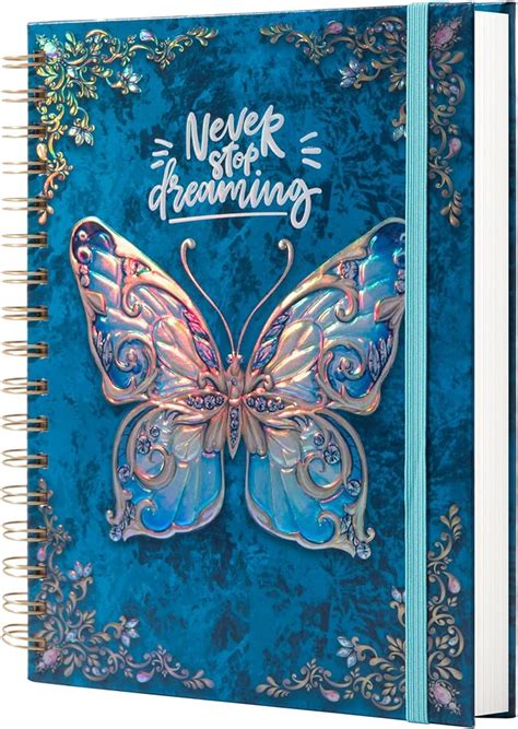 Amazon スパイラルノートジャーナル 女性用ジャーナル 大学罫線入りジャーナル B5 3dバタフライエンボスハードカバーノート 192