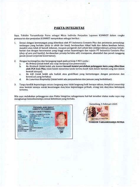 Fakta Integritas Mitra Iconnet Pdf