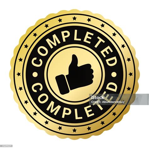 Gold And Black Completed Isolated Rubber Stamp Sticker Sign With Thumb