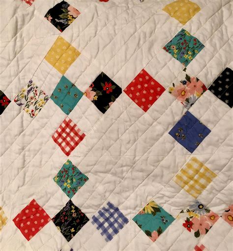 Patchwork Nine Patch On Point Twin Size Quilt Etsy