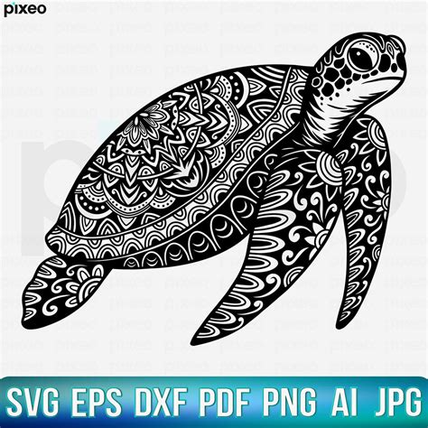 Turtle Mandala Svg Turtle Svg Mandala Svg Sea Turtle Svg Turtle Zentangle Svg Turtle