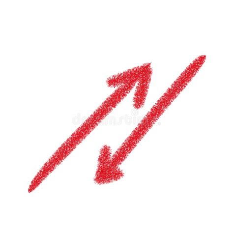 Simple Red Arrow With Handwriting Style And White Background Stock