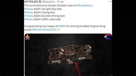 U P Police Wins Internet With ‘naatu Naatu Meme On Road Safety