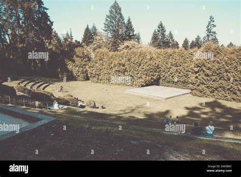 Portland Oregon April Scene Of Portland Rose Garden Landscaped Park With