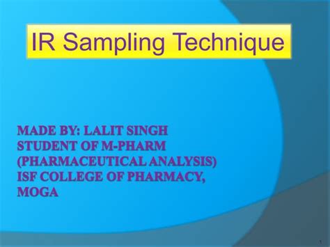 Sampling Techniques In Ir Spectroscopy Pptx