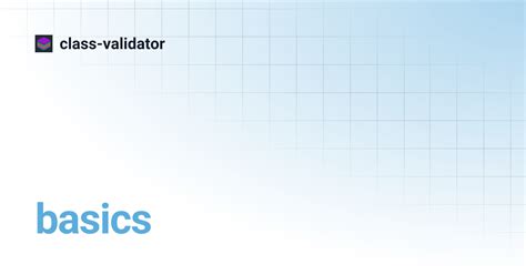 basics class validator