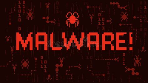 Malware Alert Pixel Art Screen Computer Virus Warning Pixelated Cybersecurity Threat