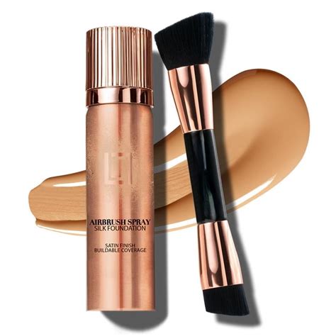 Silk Airbrush Spray Foundation And Makeup Brush 2 Pc Kit Buildable