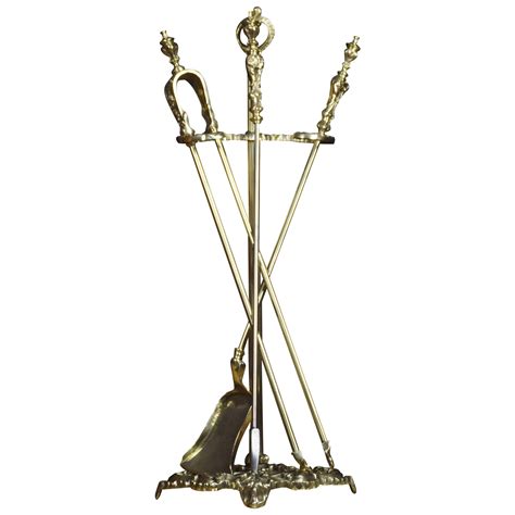 Solid Brass 5 Piece Fire Tool Set At 1stdibs