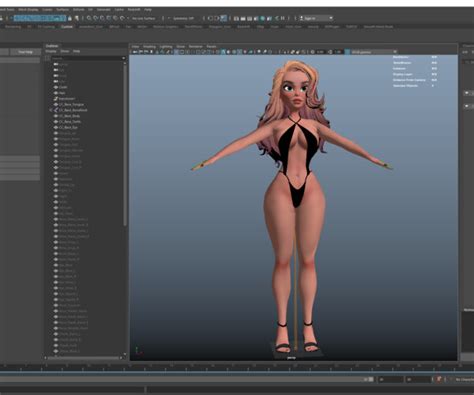 Artstation Cartoon Sexy Girl Character Rigged 3d Model Game Assets