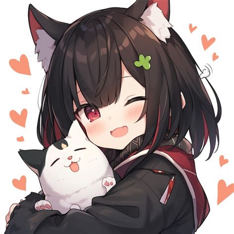 Neko Girl With White Hair And Red Eyes