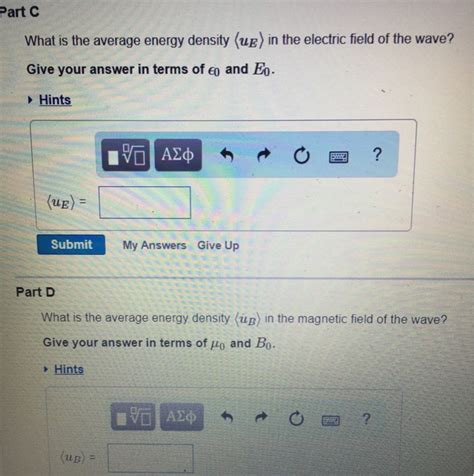 Solved Energy In Electromagnetic Waves Electromagnetic Waves