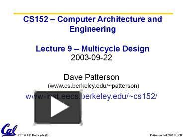 Ppt Cs Computer Architecture And Engineering Lecture Multicycle Design Powerpoint