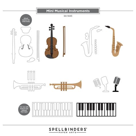 Spellbinders Mini Musical Instruments Etched Dies From The Bibis