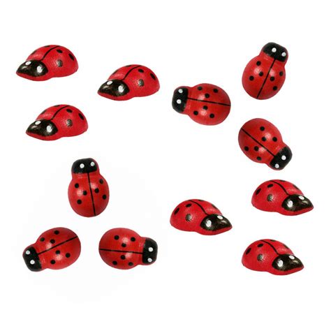 Set 24 Buburuze Autoadezive Craft Fun Titanum Lemn 14 X 19 Mm Rosu