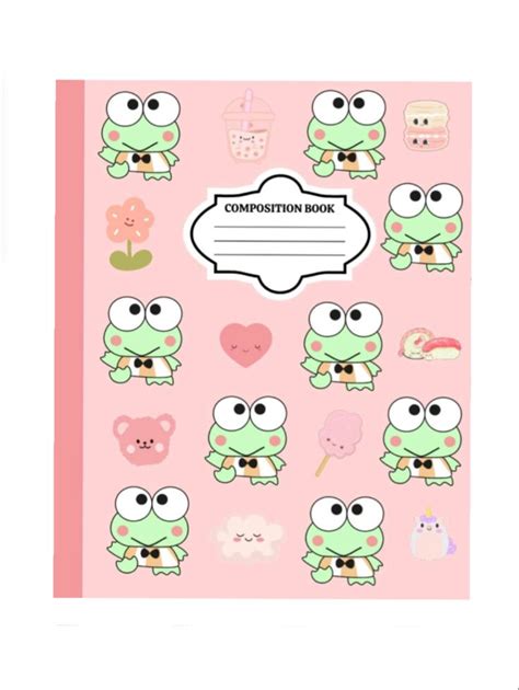 Cute Keroppi Composition Notebook In Pink