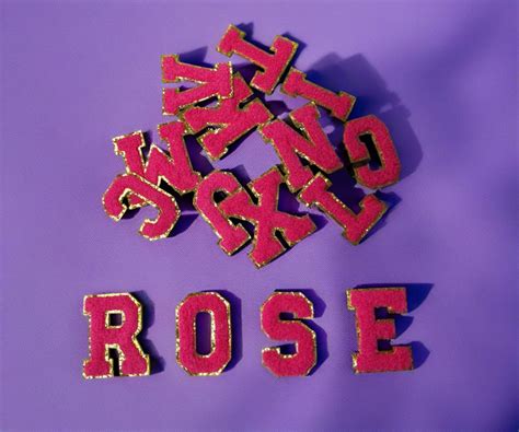 Chenille Patch Letter Patches Trimmed In Gold Iron On Towel Patches