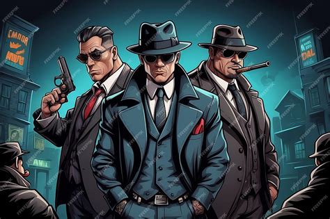 Hand Drawn Gangster Cartoon Illustration Premium Ai Generated Image