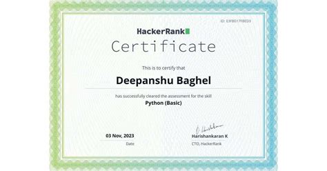 Deepanshu Baghel On Linkedin Hackerrank Skill Certificate