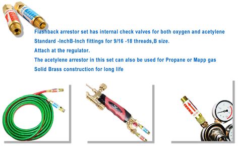 Youho Oxygen Acetylene Flashback Arrestors Set Regulator End 9 16 18