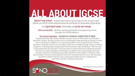 All About Igcsesandhya Viswansandbox Academy Youtube