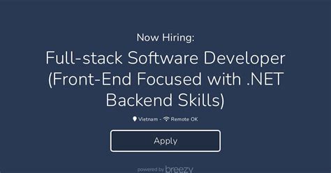 Full Stack Software Developer Front End Focused With Net Backend Skills At Sharesource