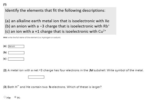 Solved Identify The Elements That Fit The Following Descriptions A