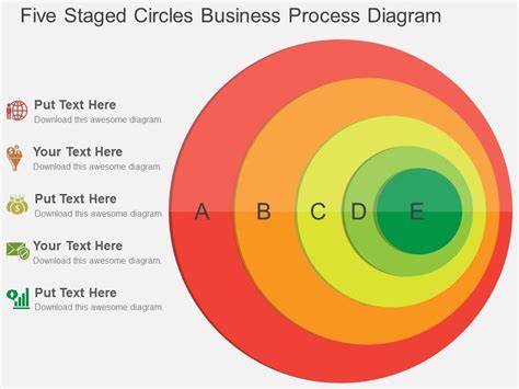 Five Staged Circles Business Process Diagram Flat Powerpoint Design Graphics Presentation