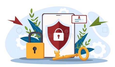 Concept Of Digital Security Mobile Device With A Shield And Lock Key