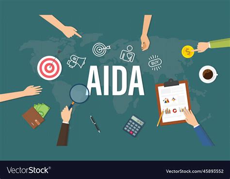 Aida Analysis Marketing Business With Hand People Vector Image