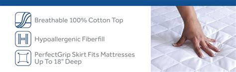 Sealy Luxury Cotton Top Fitted Mattress Pad Queen White
