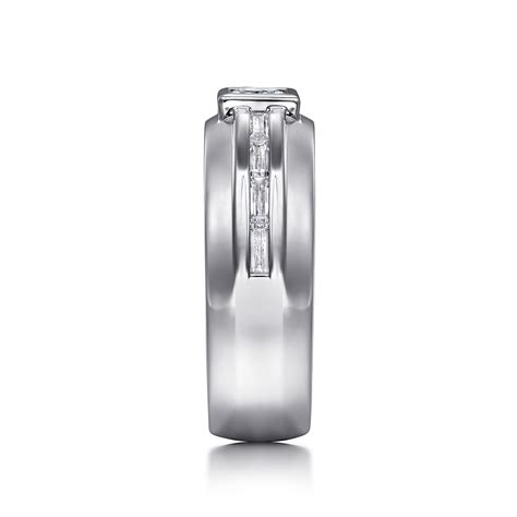 14k White Gold Diamond Mens Engagement Ring In High Polished Finish